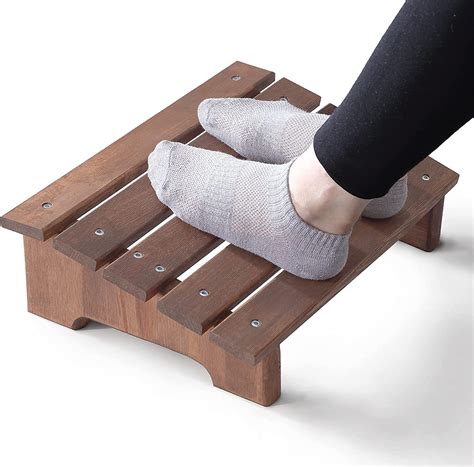 Dantawood Wooden Under Desk Footrest Natural Wood Ergonomic Under Desk