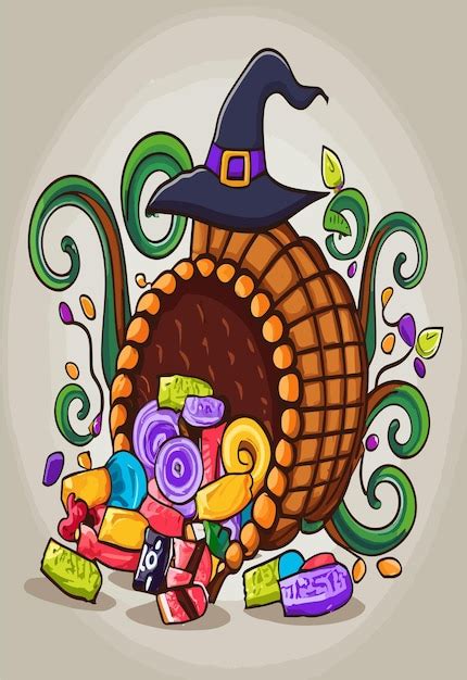 Premium Vector Halloween Candy Cornucopia Vector Clipart 2d Design