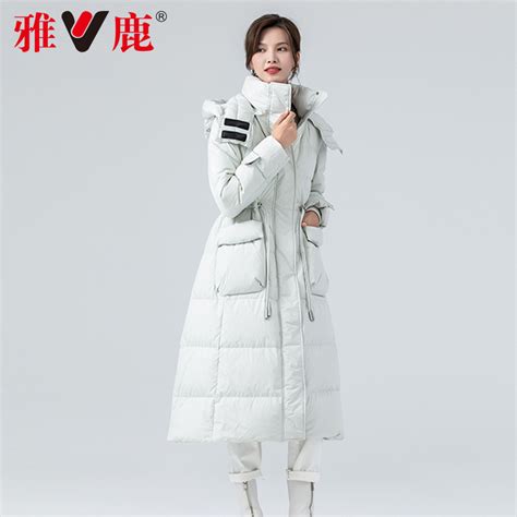 雅鹿官方旗舰店羽绒服女中长款过膝收腰黑色加厚保暖休闲防寒外套虎窝淘