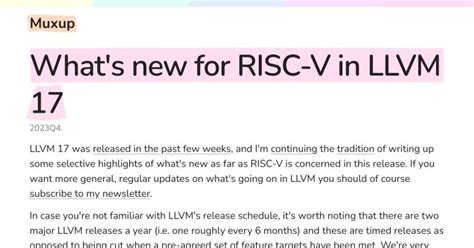 alex bradbury on linkedin what s new for risc v in llvm 17