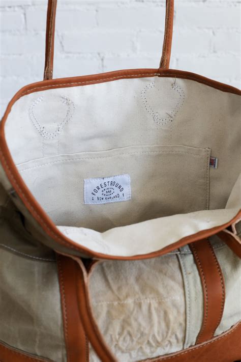 1950s Era Salvaged Canvas Patchwork Tote Bag Forestbound