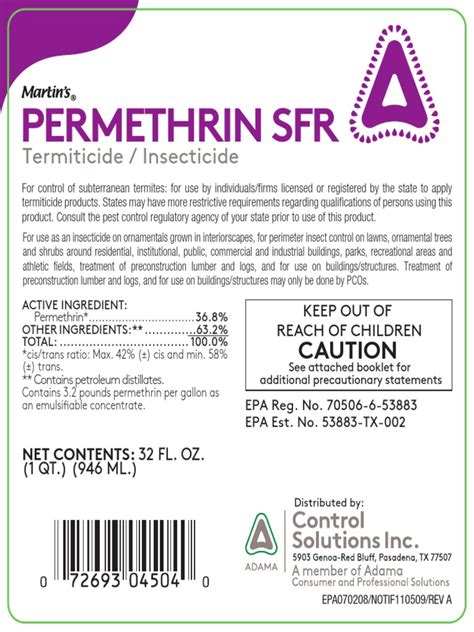 Permethrin Sfr 368 Label 1 Pdf Basement Personal Protective