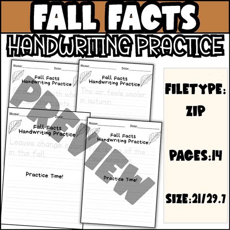 Fall Handwriting Practice Worksheets Autumn Facts Writing Activities