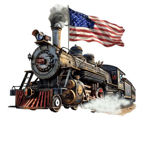 Train With American Flag Patriotic Train Usa Flag On Train Png