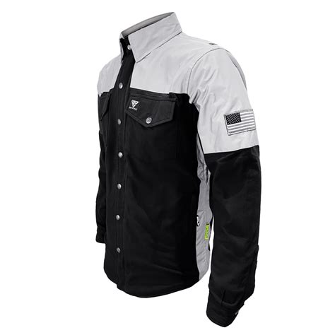 Flannel Reflective Shirt Black And Silver With Pads Beyond Riders
