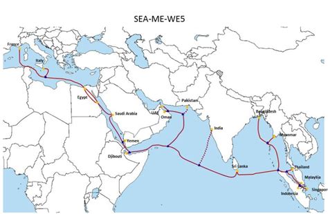 Sea Me We 5 Cable Map Submarine Networks