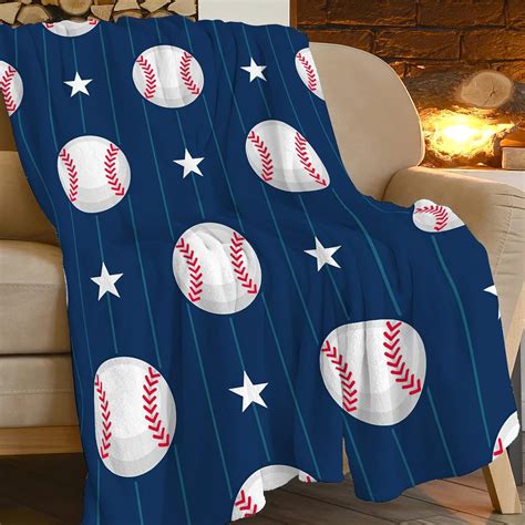 Sports Super Soft Warm Cozy Blue Baseball Softball Throw