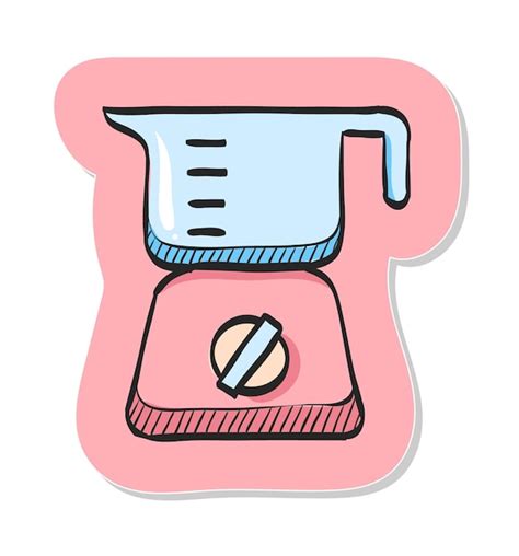 스티커 스타일 벡터 일러스트 레이 션에 손으로 그린 과즙 짜는기구 아이콘 프리미엄 벡터