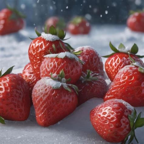 Premium Ai Image Frozen Strawberry