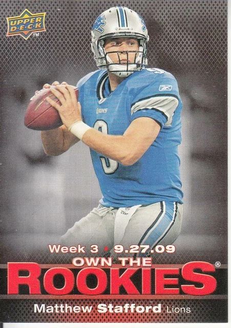 2009 Upper Deck Own The Rookies Matthew Stafford Rw 3 Rookie Card Rc