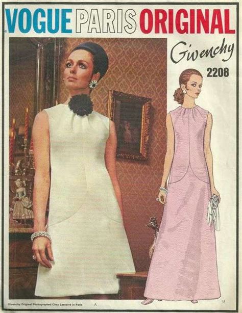 1960s Givenchy Paris Original Vogue 2208 Misses Evening Dress Pattern