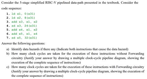 Solved Consider The 5 Stage Simplified Risc V Pipelined