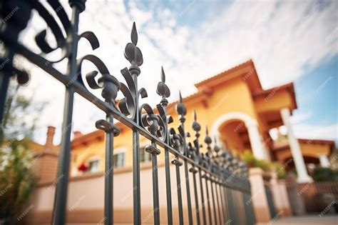 Premium Photo Elegant Wrought Iron Fence Surrounding A Spanish Style