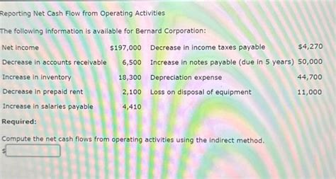 solved reporting net cash flow from operating activities the