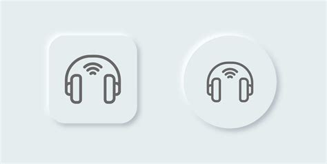 Wireless Headphone Line Icon In Neomorphic Design Style Earphones