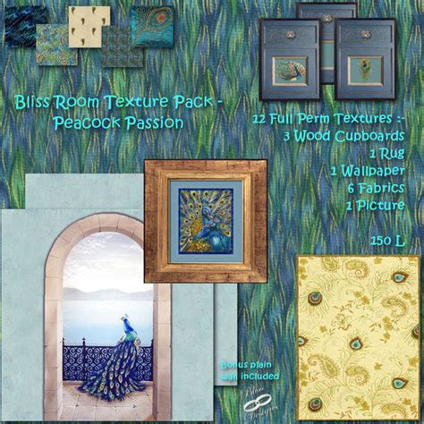 Second Life Marketplace Bliss Room Textures Peacock Passion Box