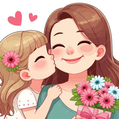 Día De La Madre Concepto De Diseño Vector Feliz Madre E Hija Vector