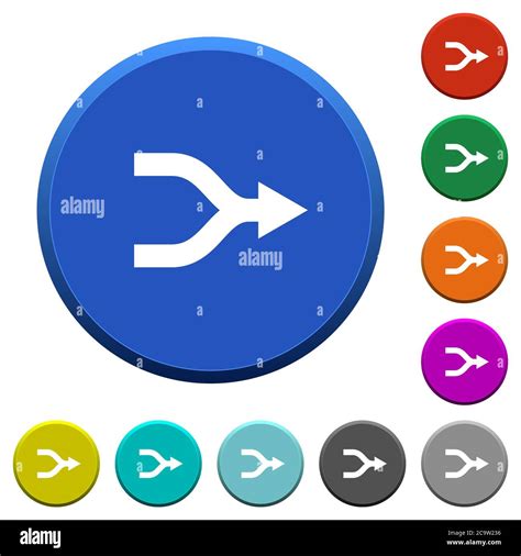 Merge Arrows Round Color Beveled Buttons With Smooth Surfaces And Flat