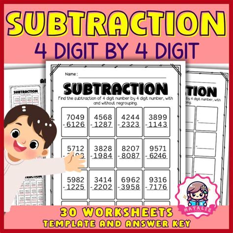 Engaging Fourth Grade 4 Digit By 4 Digit Subtraction Worksheets