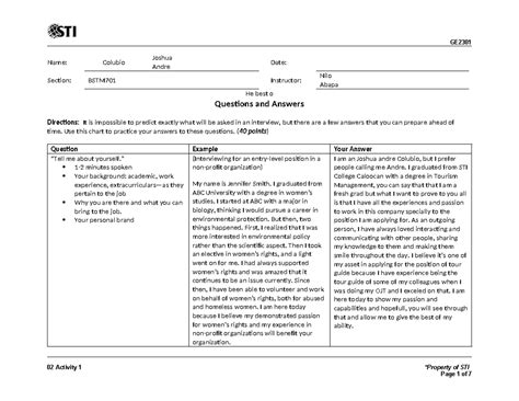 02 Activity 1 Colubio Rizals Life And Works Name Colubio Joshua Andre Date Section