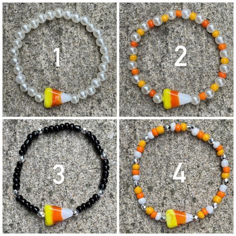 Candy Corn Beaded Elastic Stretch Bracelet Halloween Etsy