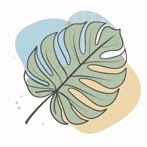 A Green Leaf With A Blue And Yellow Background With A Blue And Yellow