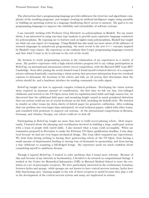 Personal Statement Pdf Artificial Intelligence Intelligence Ai And Semantics