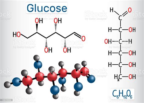 Glukosa Molekul Bentuk Linier Formula Kimia Struktural Dan Model