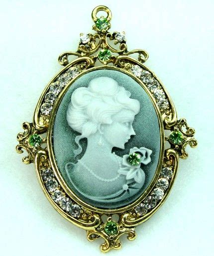 Victorian Cameos Victorian Style Lady Cameo Rhinestone Antique Gold