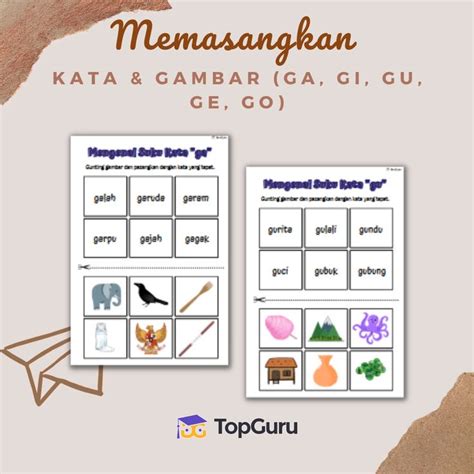 Memasangkan Suku Kata And Gambar Ga Gi Guge Go Suku Kata Kartu