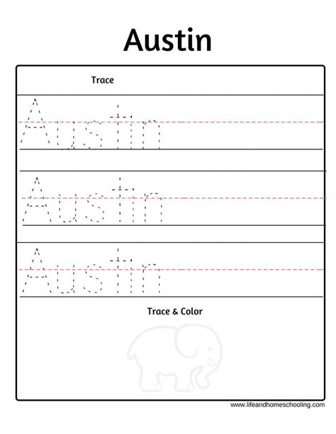 Austin Name Trace Name Practice Name Tracing Practices Worksheets