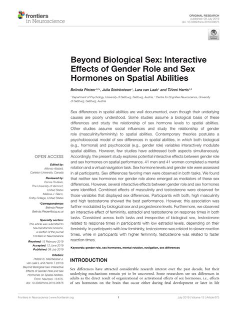Pdf Beyond Biological Sex Interactive Effects Of Gender Role And Sex