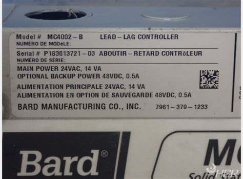 Used Bard Dual Unit Leadlag Controller Hgr24