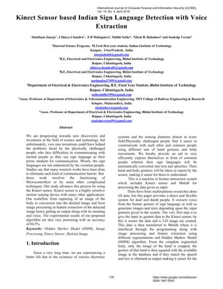 Kinect Sensor Based Indian Sign Language Detection With Voice Extraction PDF