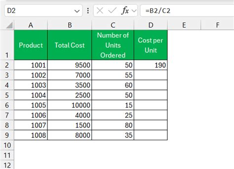 How To Calculate Per Unit Price Fast In Excel Step By Step Guide