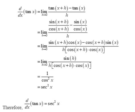 Derivative Of Tanx Using Chain Rule And Quotient Rule