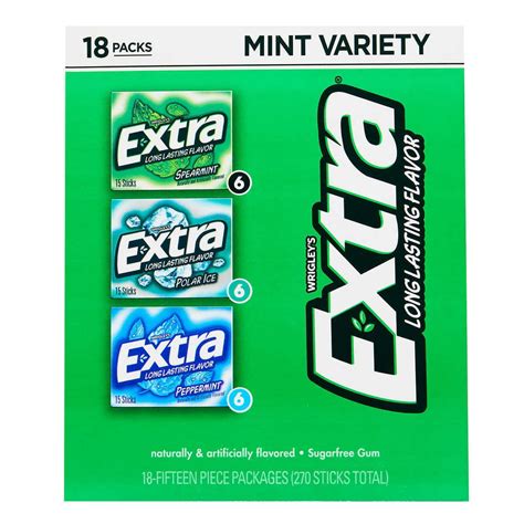 Extra Sugar Free Chewing Gum Mint Variety Pack Spearmint Polar Ice