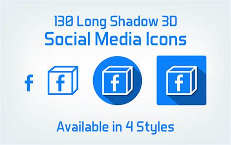 130 Free Long Shadow 3d Social Media Icons Pngs And Vector Files