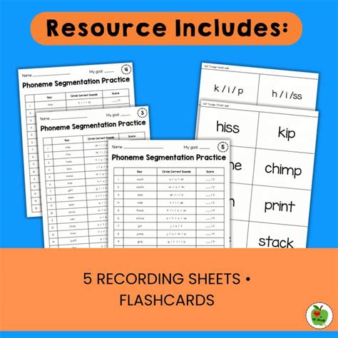 K 1st Grade Phoneme Segmentation Fluency Practice Set 2 Benchmark Aligned