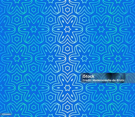 Warna Biru Floral Geometric Pattern Latar Belakang Warna Tekstur Mulus