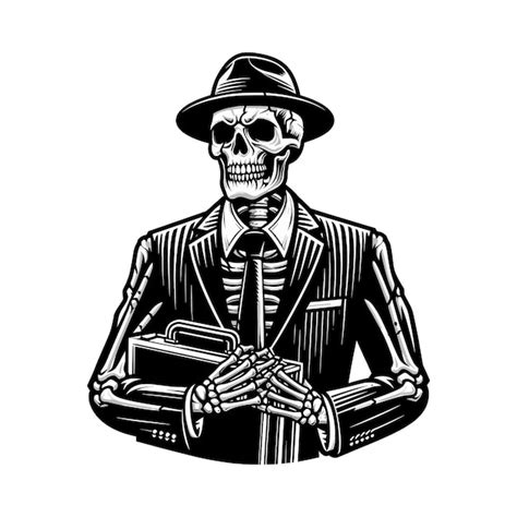 A Businessman With Scull Entrepreneur Skeleton Face Look Like Confident Premium Ai Generated