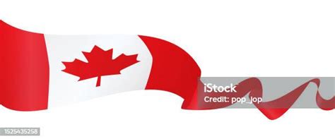 Flag Of Canada Vector Waving Ribbon Banner Isolated On White Background