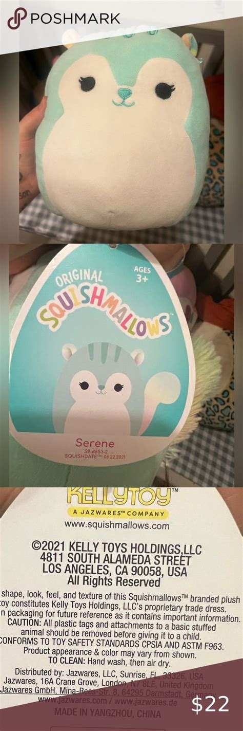 Serene The Squirrel 8in Squishmallow Toy Safety Squirrel Plush Toy