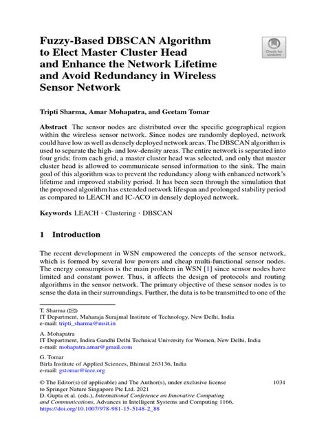 Fuzzy Based Dbscan Algorithm To Elect Ma Pdf
