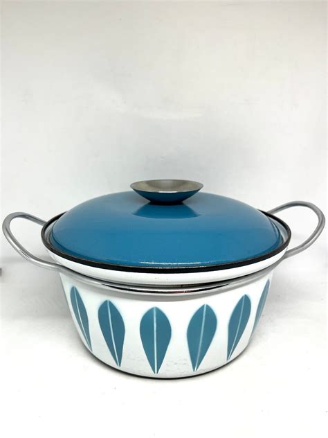 Cathrineholm Lotus Enamel Pot With Lid Rare Casserole With Lid