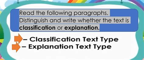 Read The Following Paragraphs Distinguish And Write Whether The Text Is Classification Or