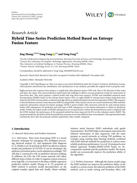 Pdf Hybrid Time Series Prediction Method Based On Entropy Fusion Feature