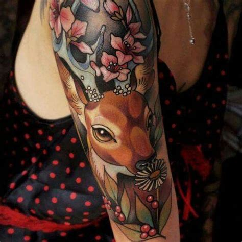 Deer Tattoos For Women Half Sleeves Female Deer Tattoo Designs