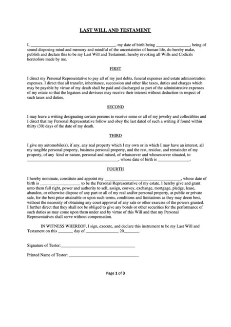 Texas Will Template For Single Person