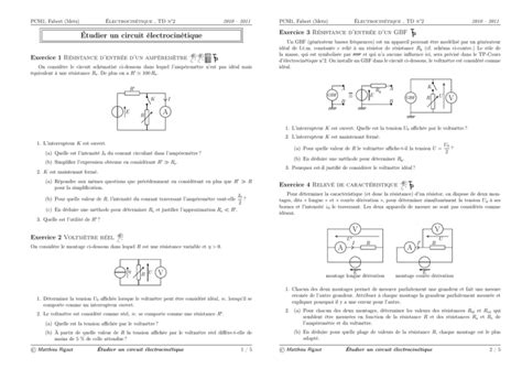 Étudier Un Circuit électrocinétique A V A V A V